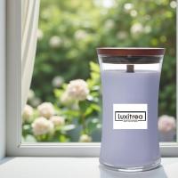 China Purple Dust Sparkling Large Glass Jar Candle 21oz For Bedtime Serenity Ritual‌ for sale