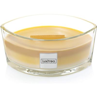 China Single Wick Large Jar Candle Milk Scented Candle Crackles 16oz Luxitrea Glass Jar With Lid for sale