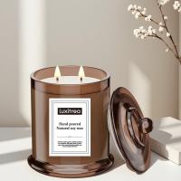 China Glass Jar Luxury Jar Candle Using Frosted Glass Material Designed to Enhance Atmosphere and Elevate Interior Style for sale