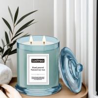 China Handmade Soy Wax Candle Frosted Glass Jar Natural Scented Long Lasting Eco Friendly Candle Ideal for Home and Decoration for sale