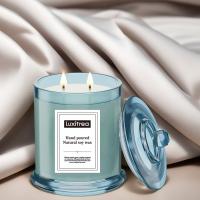 China Handmade Soy Wax Candle Frosted Glass Jar Natural Scented Long Lasting Eco Friendly Candle Ideal for Home and Decoration for sale