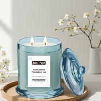 China Handmade Soy Wax Candle Frosted Glass Jar Natural Scented Long Lasting Eco Friendly Candle Ideal for Home and Decoration for sale