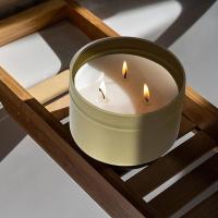 China Bergamot Metal Jar Candle Muskmelon Misty Forest 80 Hours Long Burning Time 4 Oz for sale