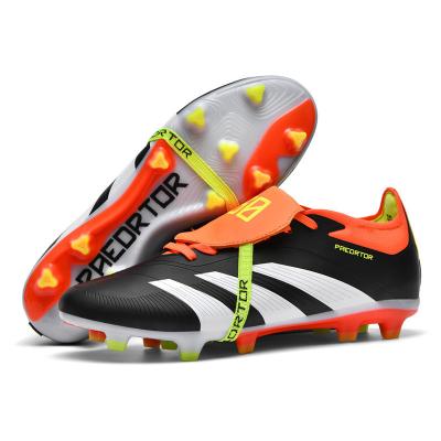 China Unisex AG Artificial Grass Soccer Shoes TPU Fly Knit Upper Anti-Slip TPR Outsole Euro Size 35-45 for sale