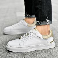 China Genuine Leather Men's Height Increasing Sneakers Rubber Sole Casual Shoes Size 38-44 for sale