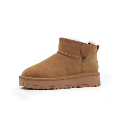 China Women's Thick-Soled Wool Snow Boots Cowhide Non-Slip Short Boots Winter TPR Outsole Size 35-40 for sale