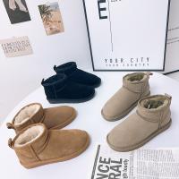 China Women Winter Cowhide Snow Boots Genuine Leather Short Boots Waterproof Non-Slip Warm Wool Lining Size 35-40 for sale