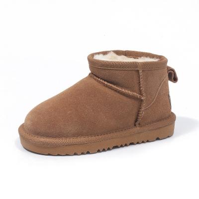 China Winter Cowhide Snow Boots for Kids Girls Women Waterproof Non-Slip Warm Wool Lining Size 23-35 for sale
