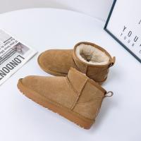 China Winter Cowhide Snow Boots for Kids Girls Women Waterproof Non-Slip Warm Wool Lining Size 23-35 for sale