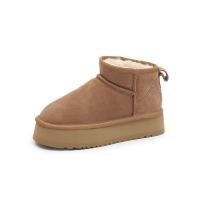 China Winter Cowhide Snow Boots for Women Genuine Leather Short Boots Waterproof Non-Slip Warm Cotton Shoes Size 35-40 for sale