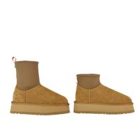 China Women Winter Snow Boots Thick Wool Lining Waterproof Cowhide EVA Sole Anti Slip Size 35-40 for sale