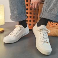 China Milky White Breathable Canvas Shoes Men Casual Low Top Triple Vulcanized Rubber Sole EU 39-44 for sale