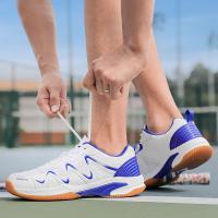 China Custom Tennis Badminton Shoes Anti-Slip Size 36-47 Breathable Mesh Microfiber Upper for sale