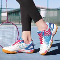 China Custom Tennis Badminton Shoes Lightweight Anti-Slip Breathable Mesh Upper Size 36-41 for sale