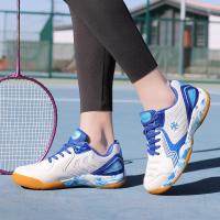 China Custom Tennis Badminton Shoes Lightweight Anti-Slip Breathable Mesh Upper Size 36-41 for sale