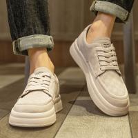 China Men's Genuine Leather Casual Sneakers Rubber Outsole Lace-Up Shoes Size 39-44 for sale