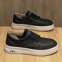China Men's Genuine Leather Casual Sneakers Rubber Outsole Lace-Up Shoes Size 39-44 for sale