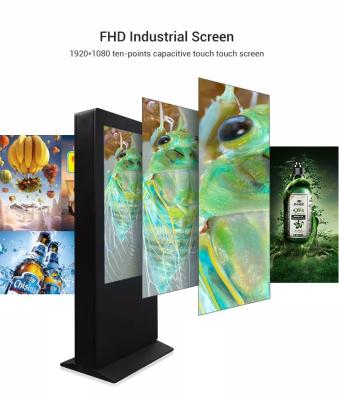 China Kinstone Outdoor 65Inch IP65 Touch Screen Floor Stand Advertising Digital Signage Displays Kiosk Screens for sale