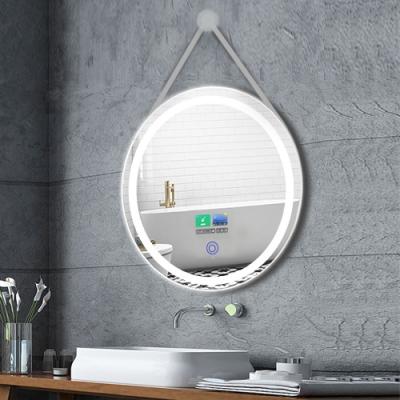 China Kinstone 15.6 inch LCD Round Shape 60CM Diameter Bathroom Mirror Wall Hang Intelligent Smart Mirror for sale