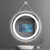 China Kinstone 15.6 inch LCD Round Shape 60CM Diameter Bathroom Mirror Wall Hang Intelligent Smart Mirror for sale