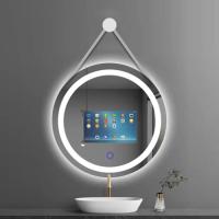 China Kinstone 15.6 inch LCD 80CM Diameter Bathroom Mirror Wall Mount Intelligent Smart Mirror for sale