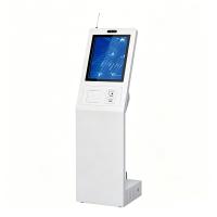China 19-inch self-service queuing kiosk for bank ATMs with customizable dimensions. Equipped with SDK, optional barcode reader, NFC function and thermal printer. It can also be used as a payment terminal, for sale