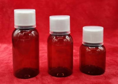 China 108mm Height PET Medicine Bottles With Aluminium Liner Brown Color Light Proof for sale