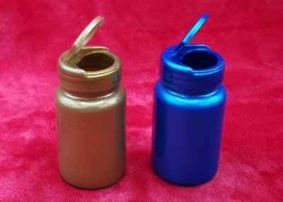 China Blue 100ml Round Plastic Bottles , Flip - Top Cap Colored Pill Bottles for sale