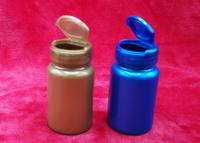 China Colorful Round Plastic Bottles , Pharmaceutical Pill Bottles Easy To Open / Close for sale