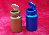 China Blue 100ml Round Plastic Bottles , Flip - Top Cap Colored Pill Bottles for sale