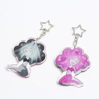 China Customized Clear Acrylic Charms/Epoxy Glitter Anime Acrylic Keychain Laster Cutting Double Sided Printing Acrylic Keyrin for sale