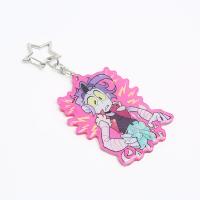 China Custom Clear Printed Double Glitter Epoxy Resin Acrylic Charms Keychain for Gift with Star Clasp for sale
