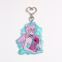 China Custom Clear Printed Double Glitter Epoxy Resin Acrylic Charms Keychain for Gift with Star Clasp for sale