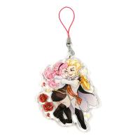 China Custom anime acrylic keychain printed acrylic phone charm keychain with glitter epoxy for sale