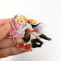 China Custom anime acrylic keychain printed acrylic phone charm keychain with glitter epoxy for sale