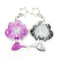 China Custom Clear Printed Double Glitter Epoxy Resin Acrylic Charms Keychain for Gift with Star Clasp for sale