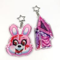 China Custom Clear Printed Double Glitter Epoxy Resin Acrylic Charms Keychain for Gift for sale