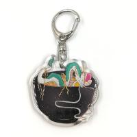 China Promotional Epoxy Custom Printed Laser Cut Cartoon Clear Acrylic Plastic Charms Key chain with Glitter for sale