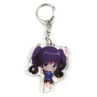 China Promotional Epoxy Custom Printed Laser Cut Cartoon Clear Acrylic Plastic Charms Key chain with Glitter for sale