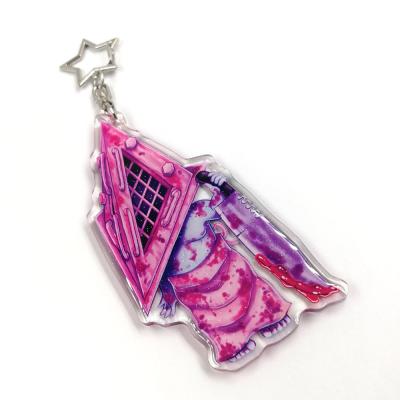China Factory Cheap Custom Anime Cartoon Transparent Epoxy Resin Glitter Acrylic Charms Key chains for sale