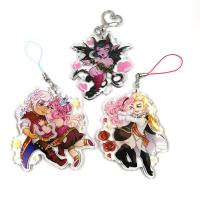 China Factory Cheap Custom Anime Cartoon Transparent Epoxy Resin Glitter Acrylic Charms Key chains for sale