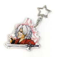 China Customize Printed Logo Epoxy Resin Glitter Sparkle Cute Anime Transparent Acrylic Charms Keychain for sale