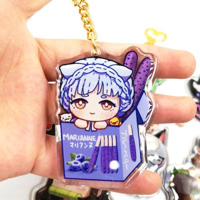 China Customized High Quality Printing Epoxy Acrylic Anime Charms Key chains with Glitter for sale