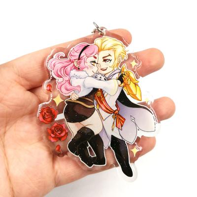 China Custom Keychain Print Keychain Lovely Anime Character Epoxy Glitter Acrylic Charm Keychain for sale