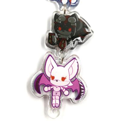 China Make your own custom glitter epoxy anime acrylic linked keychain charms for sale
