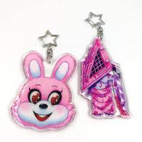 China Custom Clear Printed Double Glitter Epoxy Resin Acrylic Charms Keychain for Gift with Star Clasp for sale