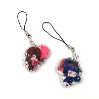 China Custom Translucent Acrylic Anime Double Sided Different Printing Charms,Shaped Acrylic KeychainWith Phone Strap for sale