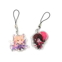 China Custom Translucent Acrylic Anime Double Sided Different Printing Charms,Shaped Acrylic KeychainWith Phone Strap for sale