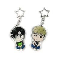 China Custom laser cut logo clear printed epoxy acrylic charm keychain anime for comics fans gifts for sale