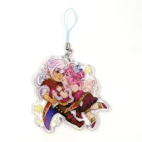 China Custom design promotional acrylic plastic epoxy glitter charm clear anime keychain with phone strap for sale